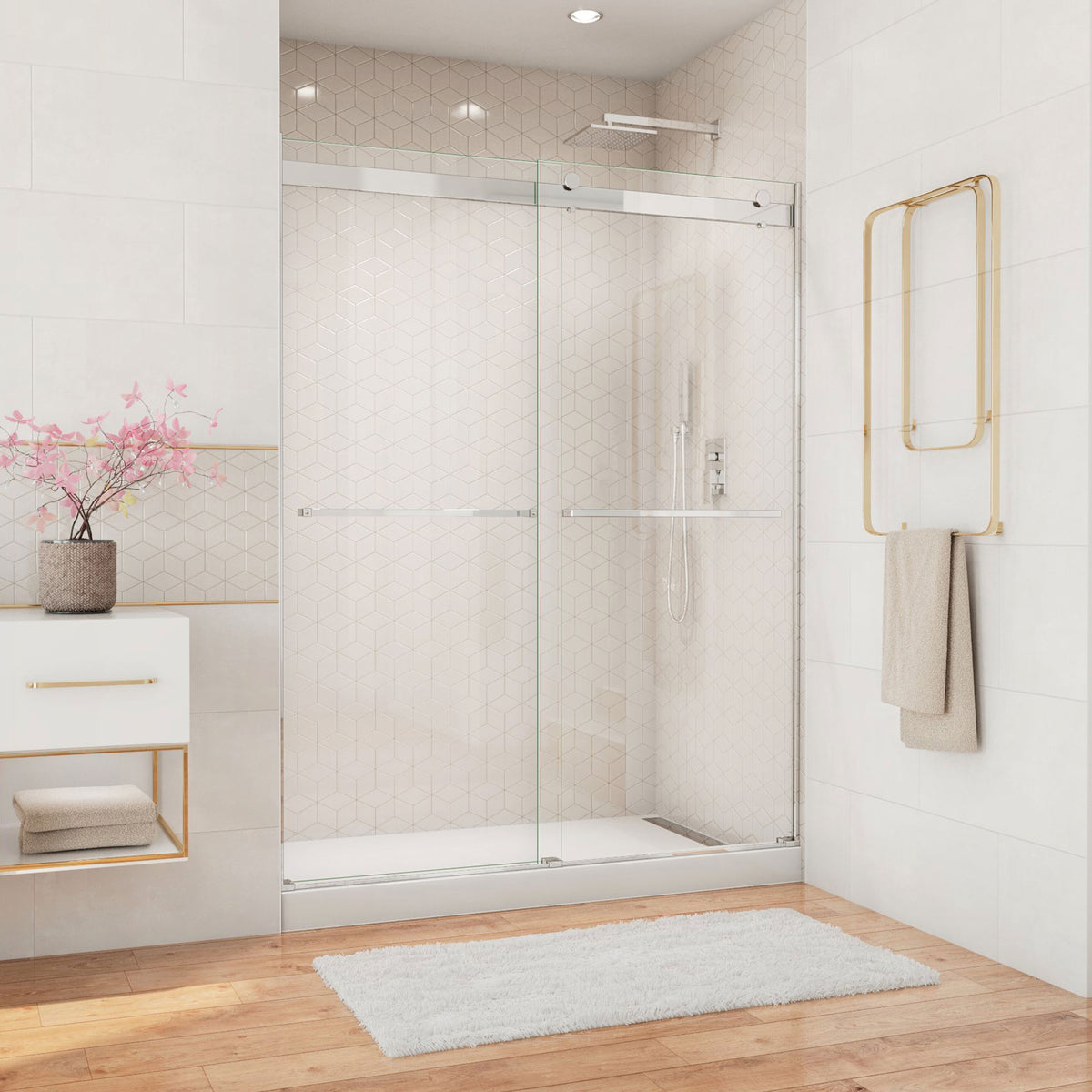 DreamLine Essence 56 - 60 inch W x 76 inch H Frameless Bypass Shower D ...